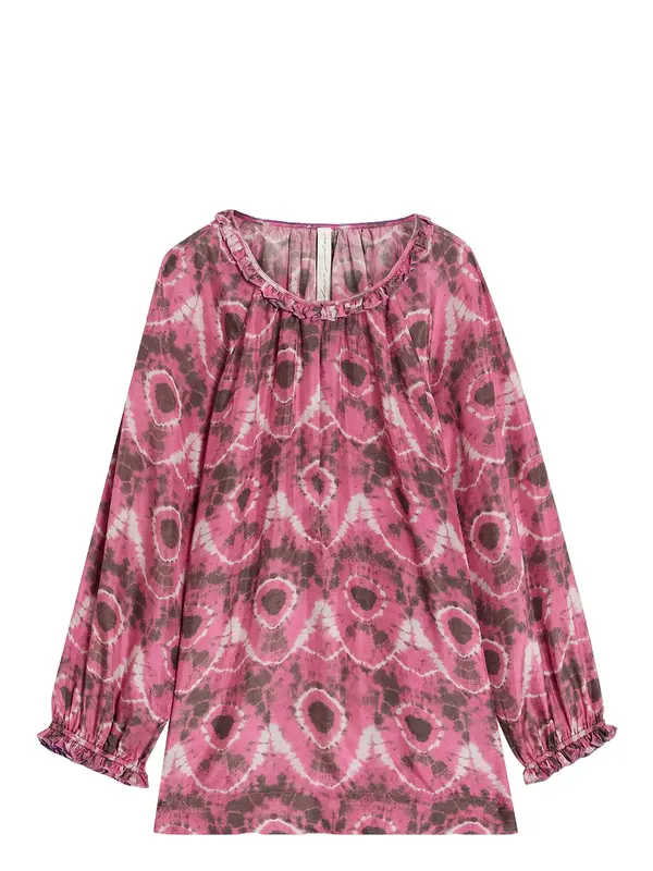 Raquel Allegra Gathered Tie-dyed Blouse - Fuchsia