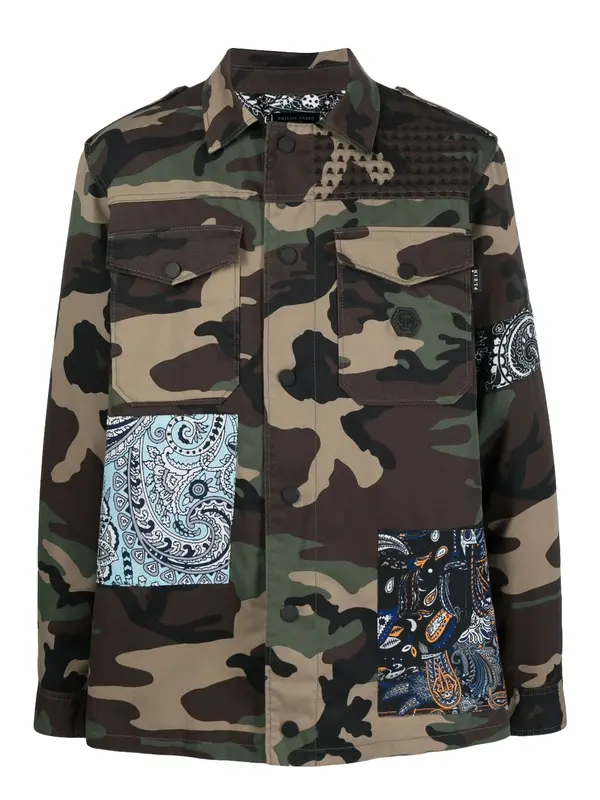 Philipp Plein Camouflage-print Patchwork Jacket - Green