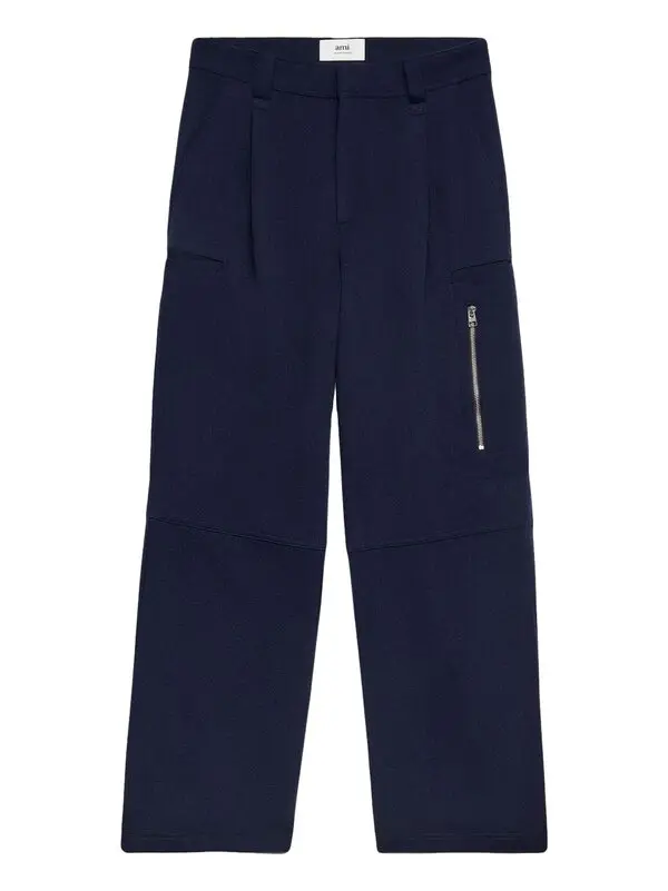 AMI Paris Tailored Cut Wide-leg Trousers - Blue