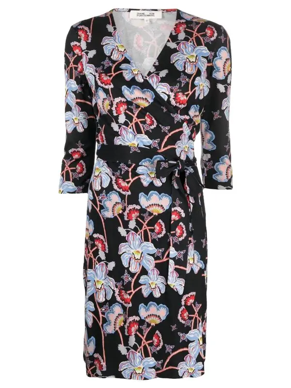 Diane Von Furstenberg Julian Floral-print Wrap Dress - Black