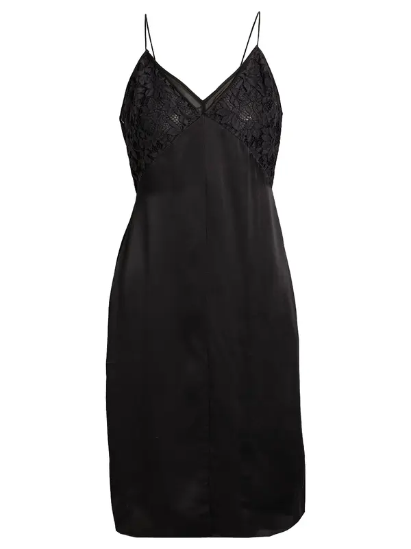 Rag & Bone Corded Lace-paneled Silk-satin Dress - Black