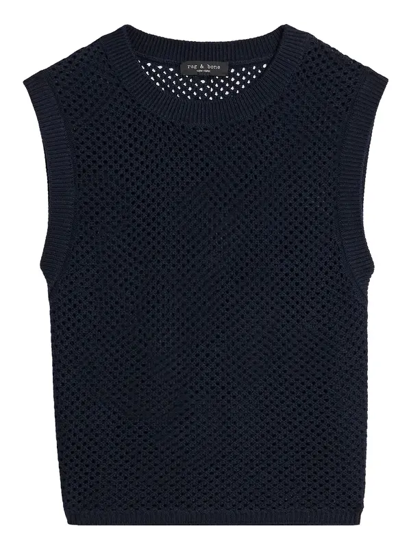 Rag & Bone Carson Pointelle-knit Vest - Midnight Blue