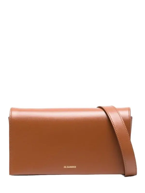 JIL SANDER Logo-print Leather Shoulder Bag - Brown