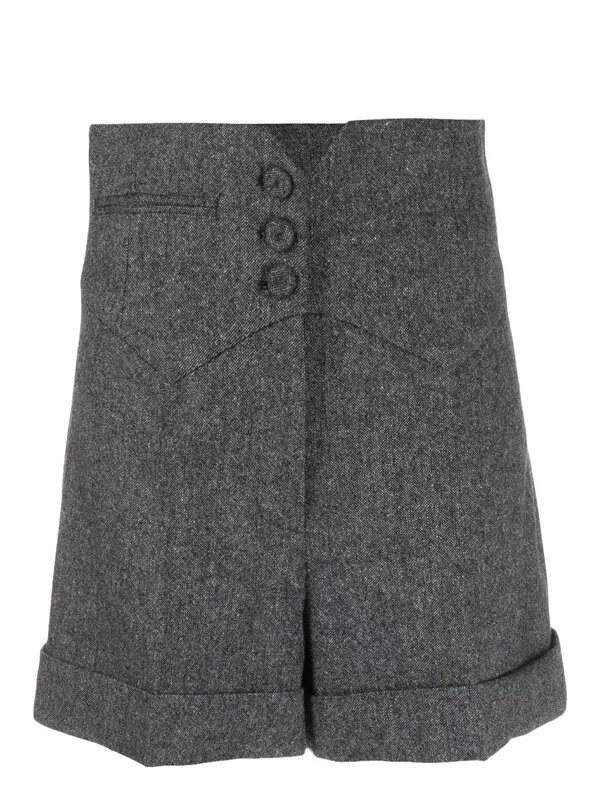 Moschino Slub-texture High-waisted Shorts - Grey