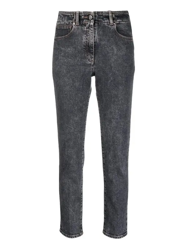 Peserico Stonewashed Mid-rise Skinny Jeans - Grey