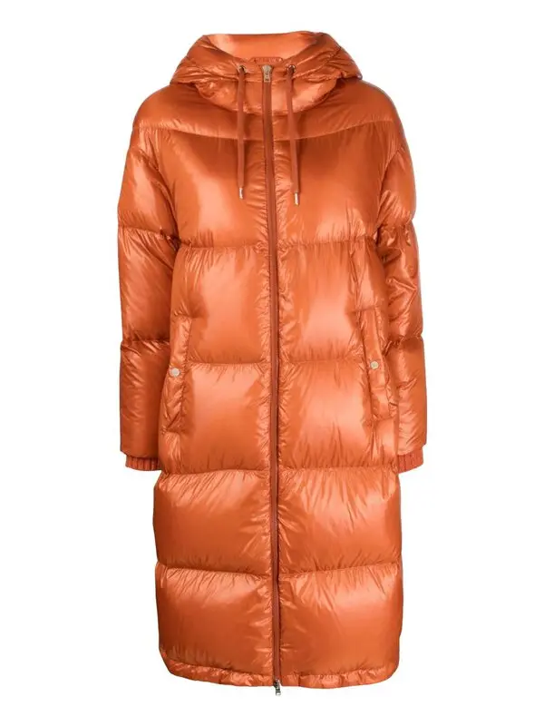 Herno Padded Zip-up Hooded Coat - Orange