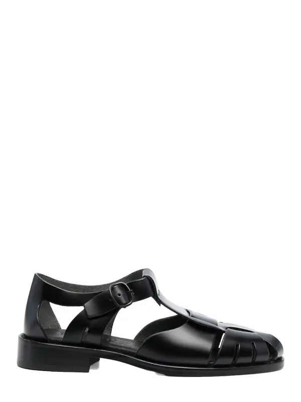 Hereu Pesca Cut-out Leather Sandals - Black