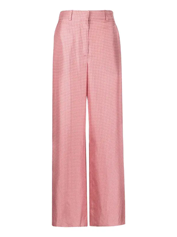 LANVIN Geometric-print Wide-leg Trousers - Pink