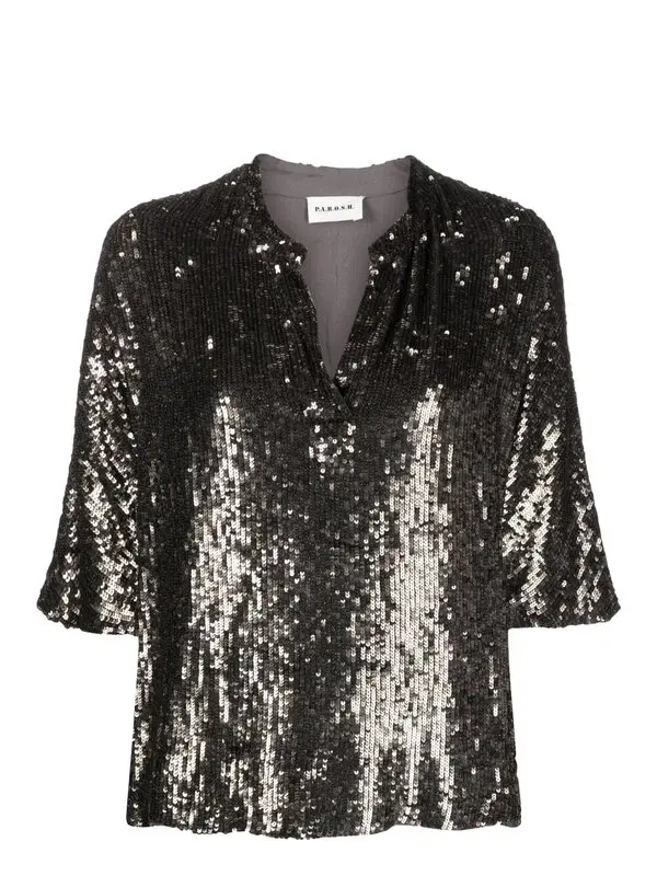 P.a.r.o.s.h Sequin-embellished Top - Grey