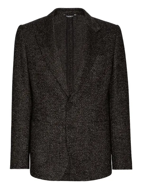 Dolce & Gabbana Single-breasted Bouclé Blazer - Black