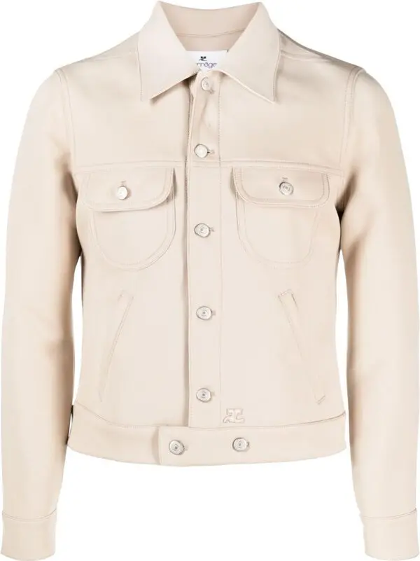 COURREGES Cotton Chambray Button-up Jacket - Brown