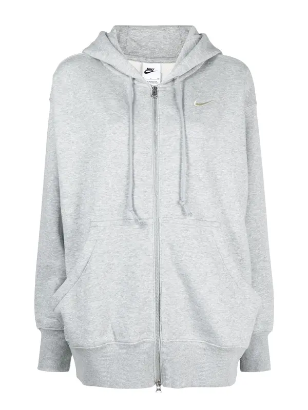 Nike Phoenix Logo-embroidered Zip-up Hoodie - Grey