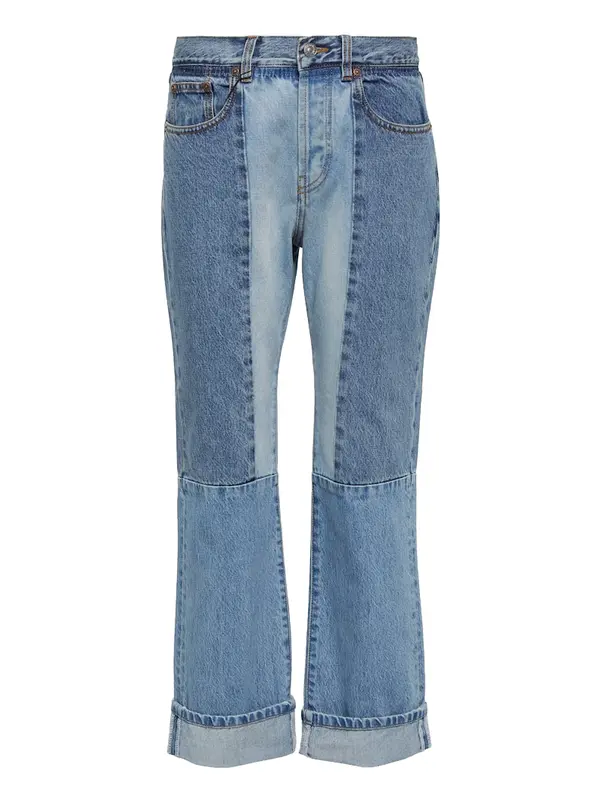 Victoria Beckham Paneled High-rise Straight Jeans - Blue