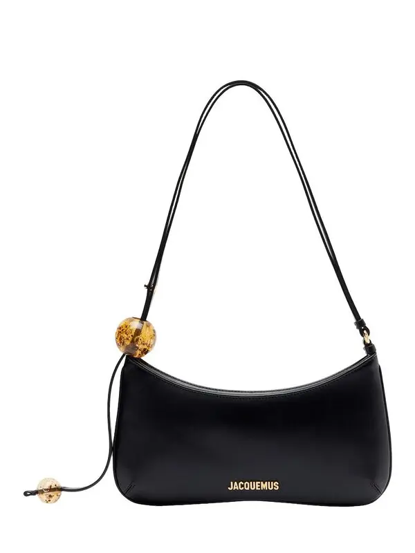 Jacquemus Le Bisou Perle Small Leather Shoulder Bag - Black