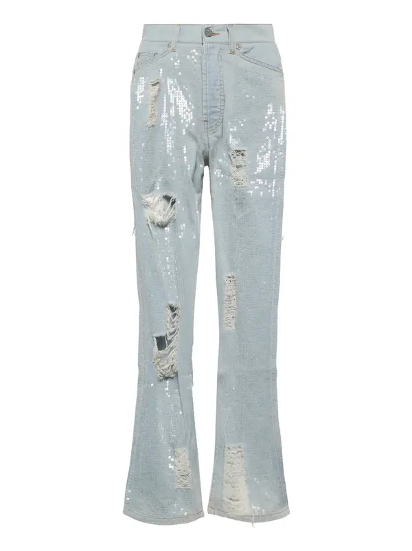 Palm Angels Embellished Straight Jeans - Blue