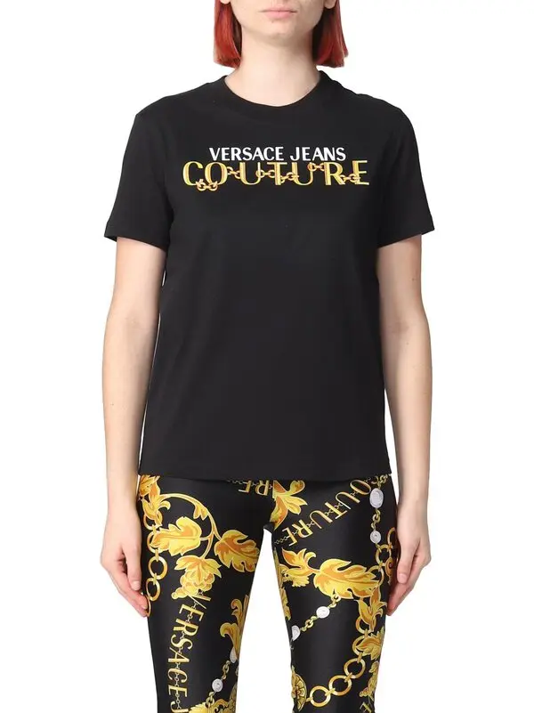 Versace Cotton T-shirt With Logo Detail - Black