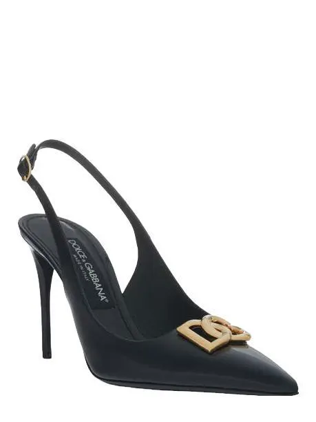 Dolce & Gabbana Lollo Pointed-toe Slingback Pump - Black