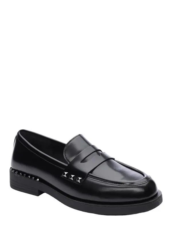 Ash Whisper Studs Leather Loafer - Black