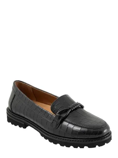 Trotters Fiora Leather Loafer - Black Croco