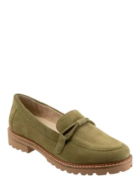 Trotters Fiora Leather Loafer - Olive Suede