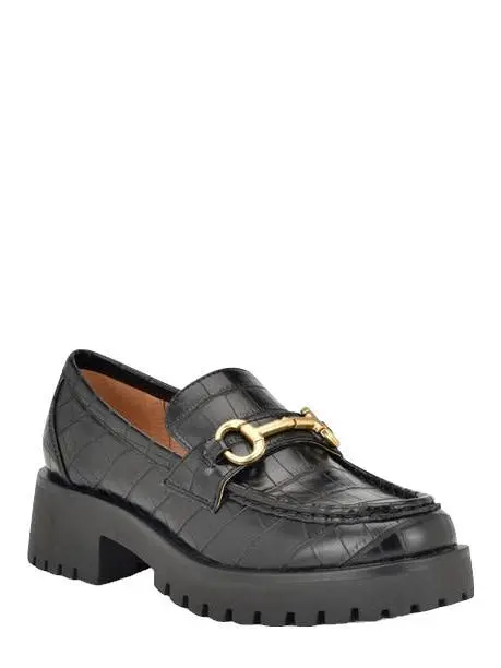 Nine West Allmy Platform Loafer - Black Embossed