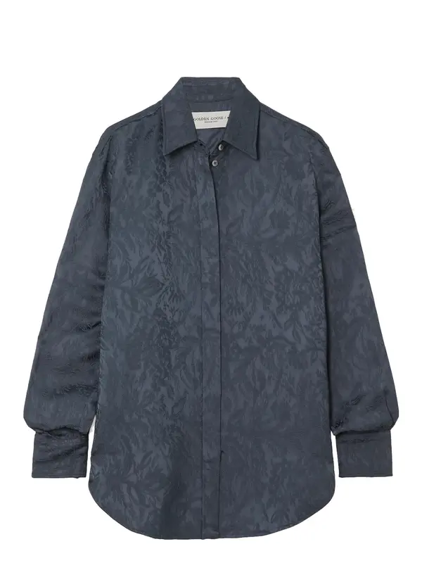 GOLDEN GOOSE Journey Floral Satin-jacquard Shirt - Blue