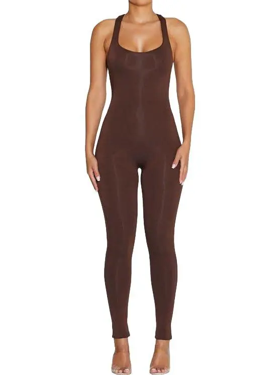 Naked Wardrobe Back In The Race Bodysuit - Chocolate