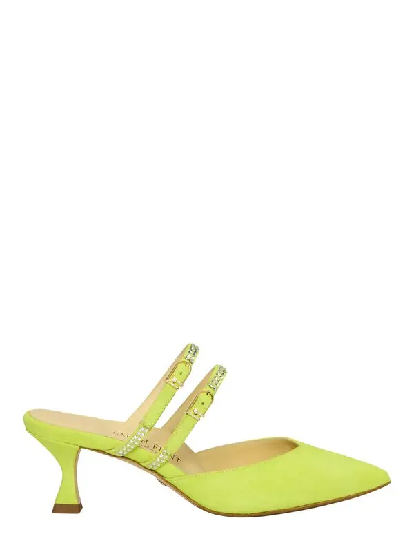 Sarah Flint Perfect Shiffon Kitten Mule 50 - Optic Yellow Suede