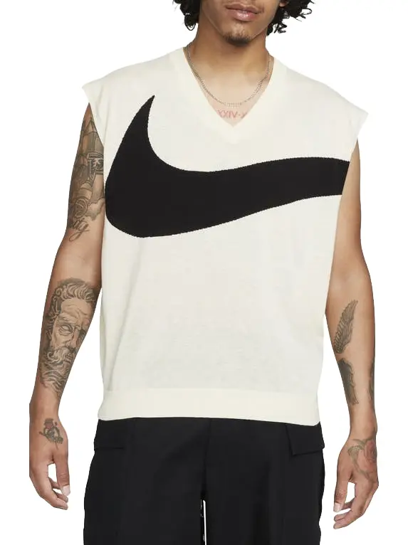 Nike Swoosh Graphic Sweater Vest - Coconut Milk/black