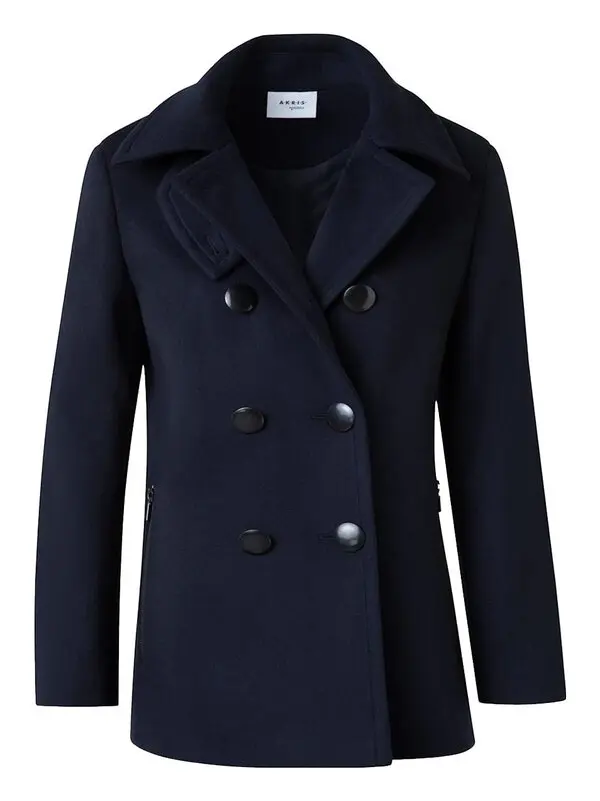 Akris Cashmere And Wool-blend Top Coat - Navy