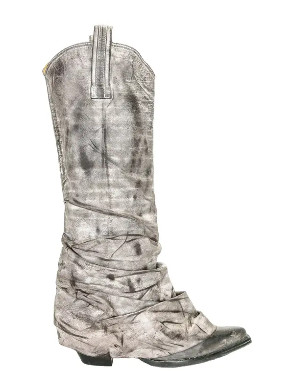 R13 Mid Cowboy Boots - Distressed Grey