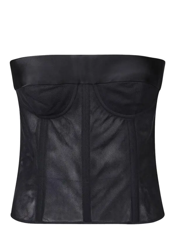 MAISON MARGIELA Silk Crop Top - Black