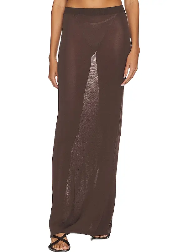 L'academie Hadi Maxi Skirt - Chocolate Brown