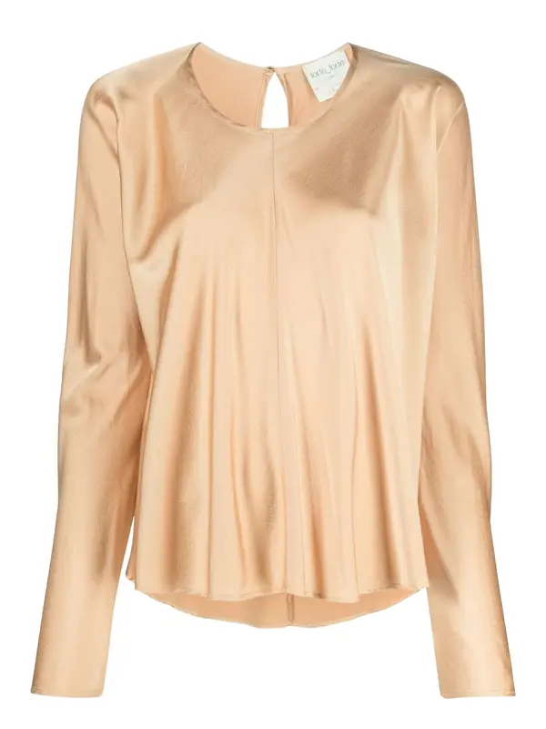FORTE_FORTE Round-neck Satin Blouse - Neutrals