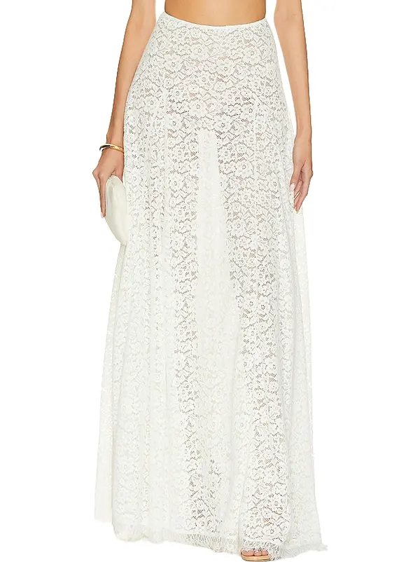 LOVERS AND FRIENDS Emilia Lace Skirt - White Lace