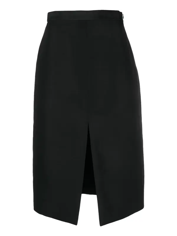 Khaite Slit-detail Straight Skirt - Black