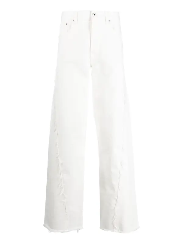 LANVIN Distressed Wide-leg Jeans - White