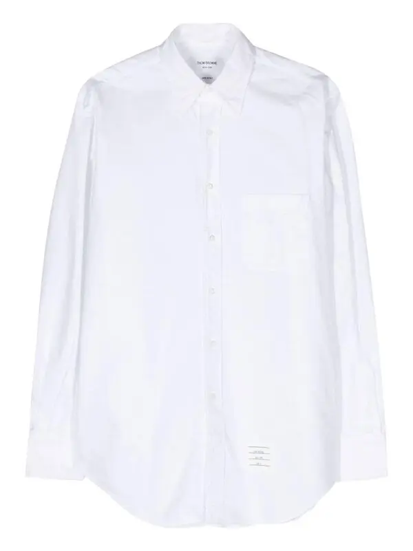 Thom Browne Logo-patch Cotton Shirt - White
