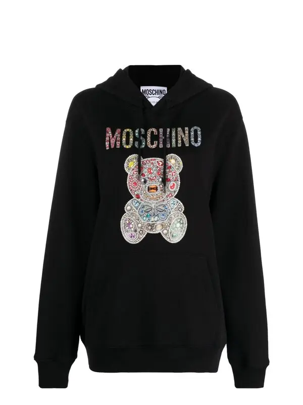 Moschino Teddy Bear-motif Cotton Hoodie - Black