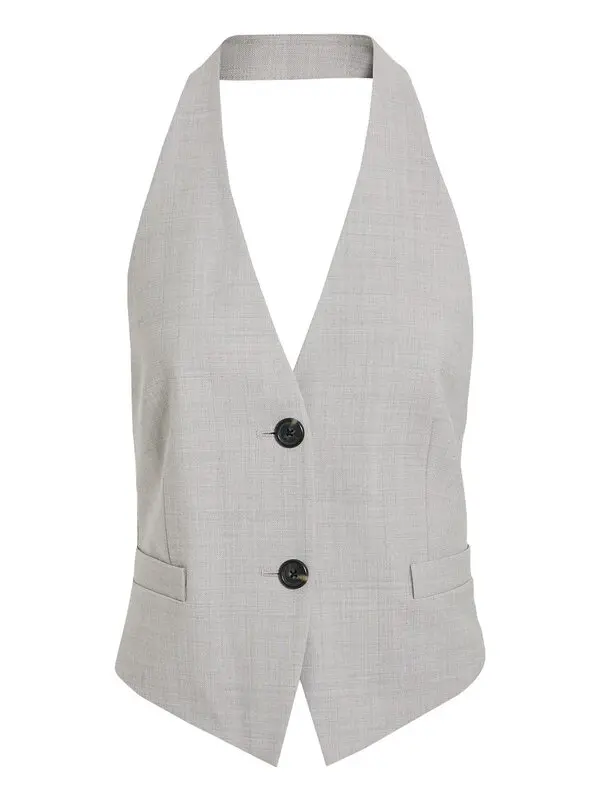 Helmut Lang Open-back Mélange Woven Vest - Light Gray