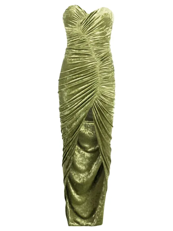 Alexandre Vauthier Velvet Strapless Dress - Green