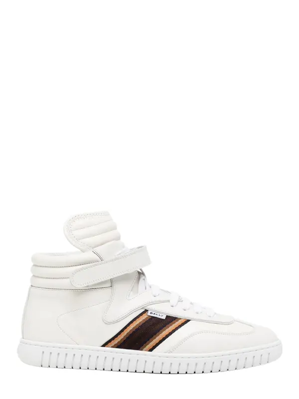 Bally Side-stripe Leather High-top Sneakers - White