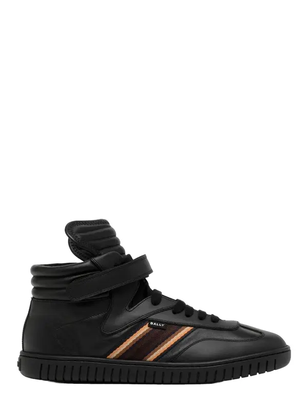 Bally Side-stripe Leather High-top Sneakers - Black