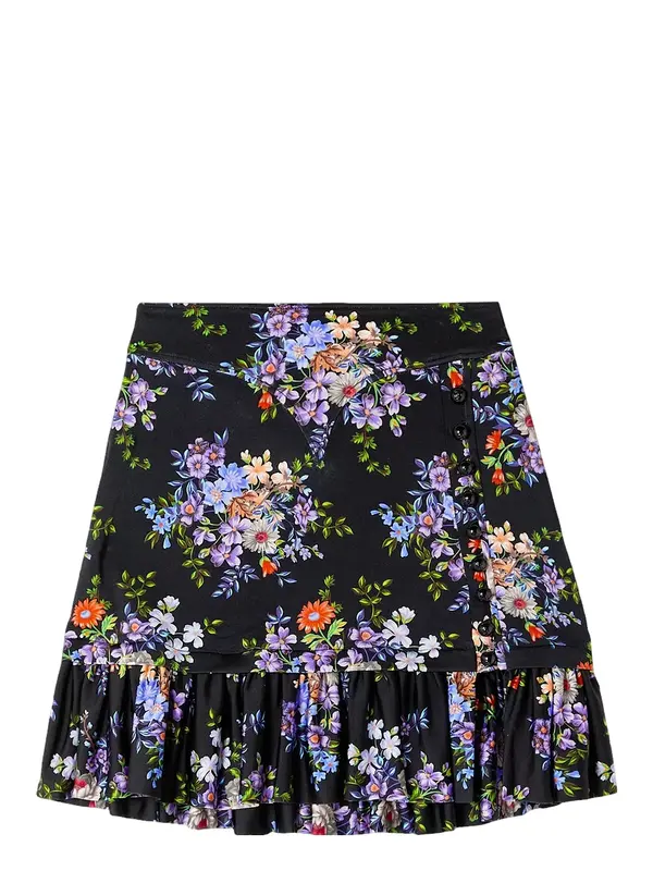 Rabanne Ruffled Floral-print Mini Skirt - Lavender