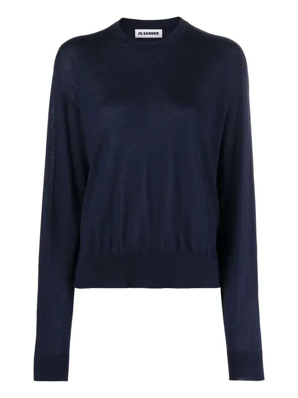 JIL SANDER Ribbed Crew Neck Jumper - Blue
