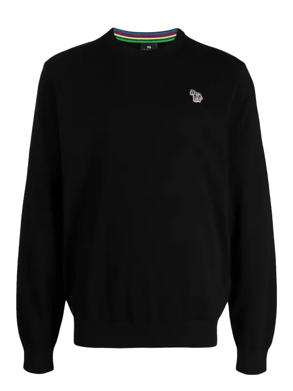 Paul Smith Zebra-patch Crew-neck Jumper - Black