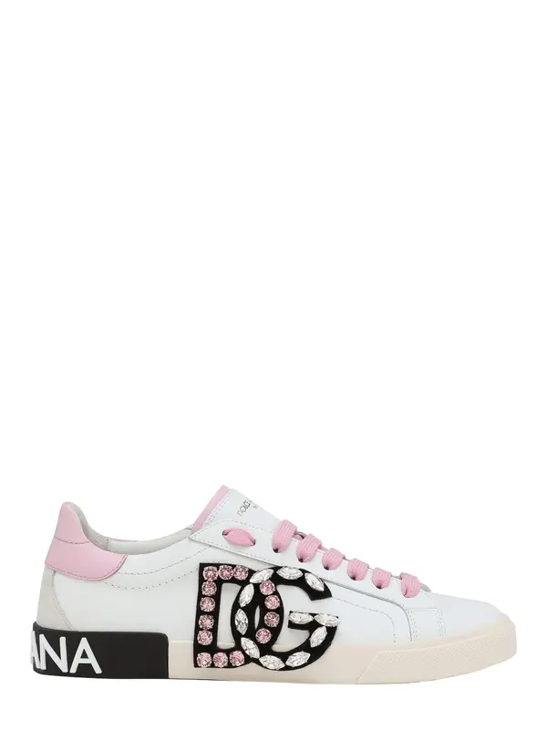 Dolce & Gabbana Portofino Rhinestone-logo Sneakers - White