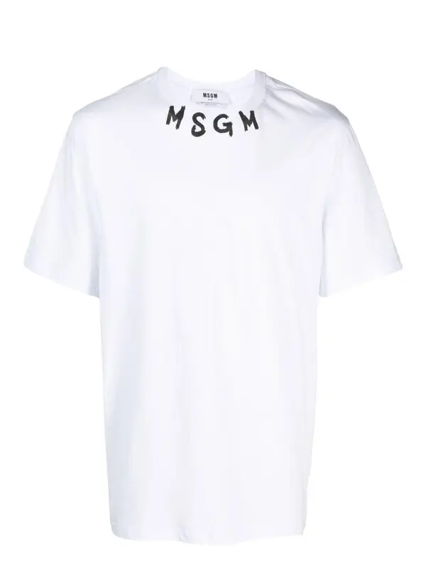 MSGM Logo-lettering Print Cotton T-shirt - White