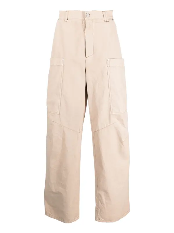 Palm Angels Wide-leg Cotton Cargo Trousers - Neutrals