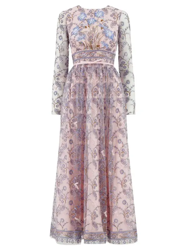 Giambattista Valli Paisley Embroidered Tulle Dress - Pink
